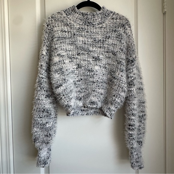 Sweaters | Fuzzy Gray Cropped Sweater | Poshmark